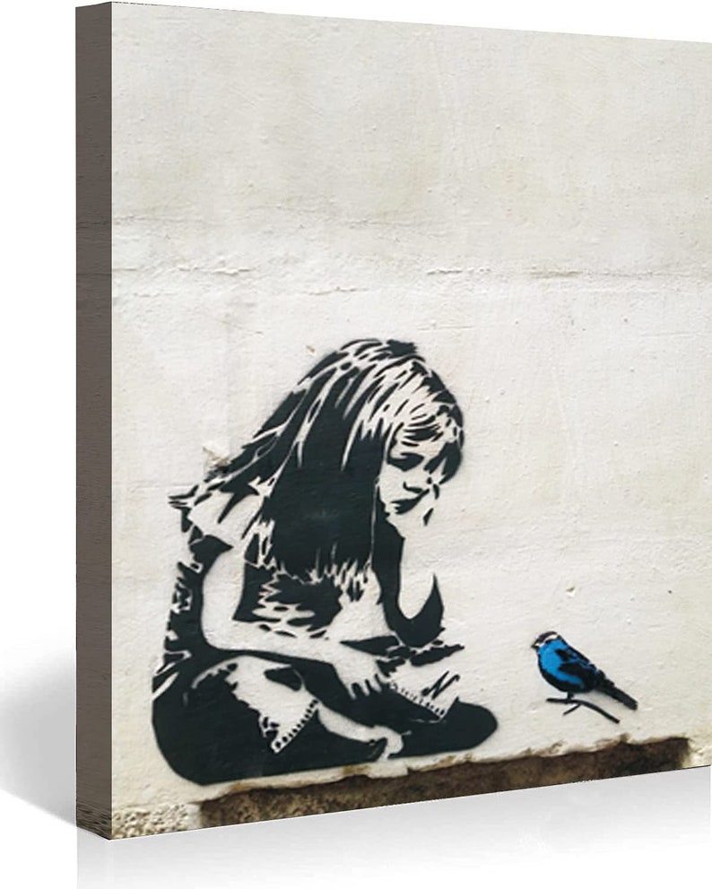 Banksy Girl With Blue Bird Wall Art Banksy Graffiti Paintings - Etsy