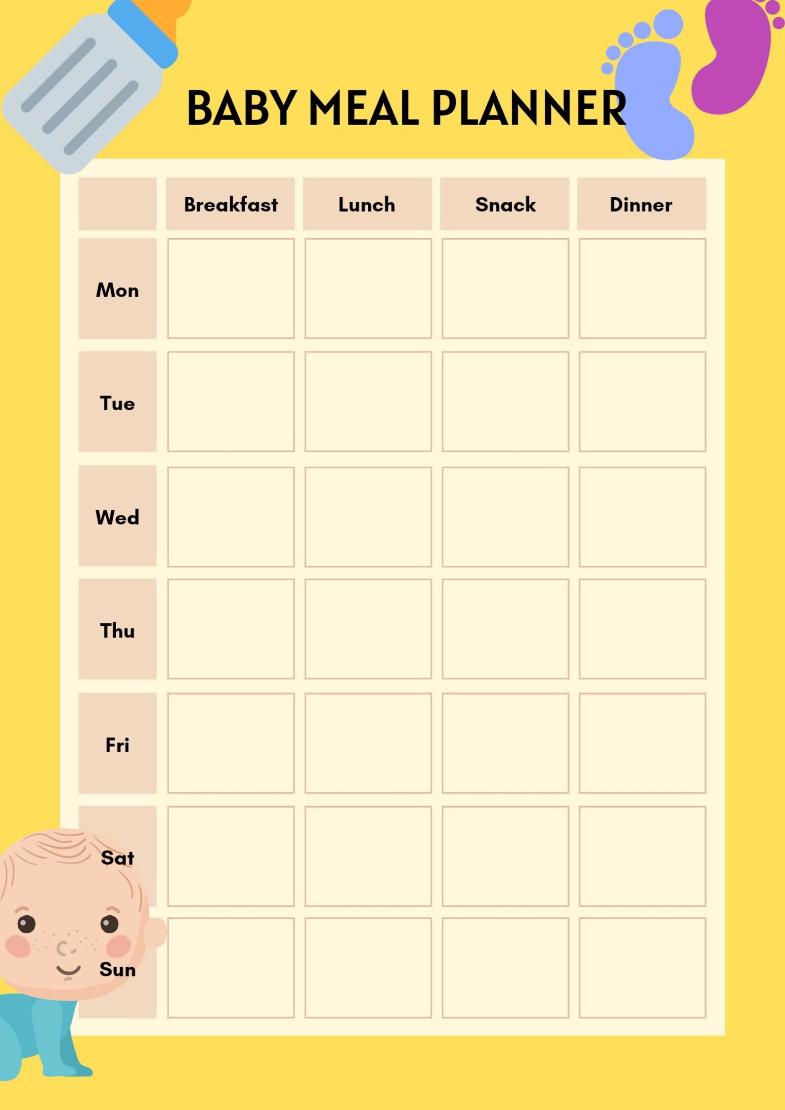 Baby Meal Planner Printable, Baby Led Weaning Planner, Baby Food ...