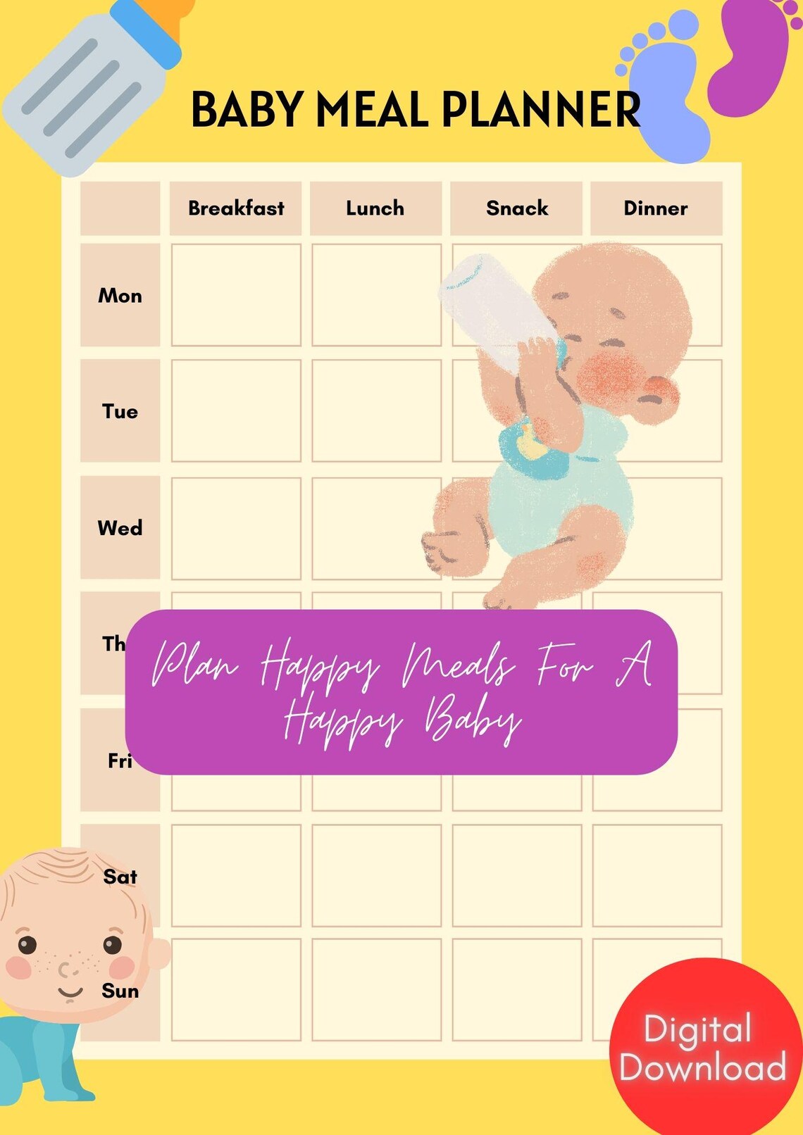 Baby Meal Planner Printable, Baby Led Weaning Planner, Baby Food ...