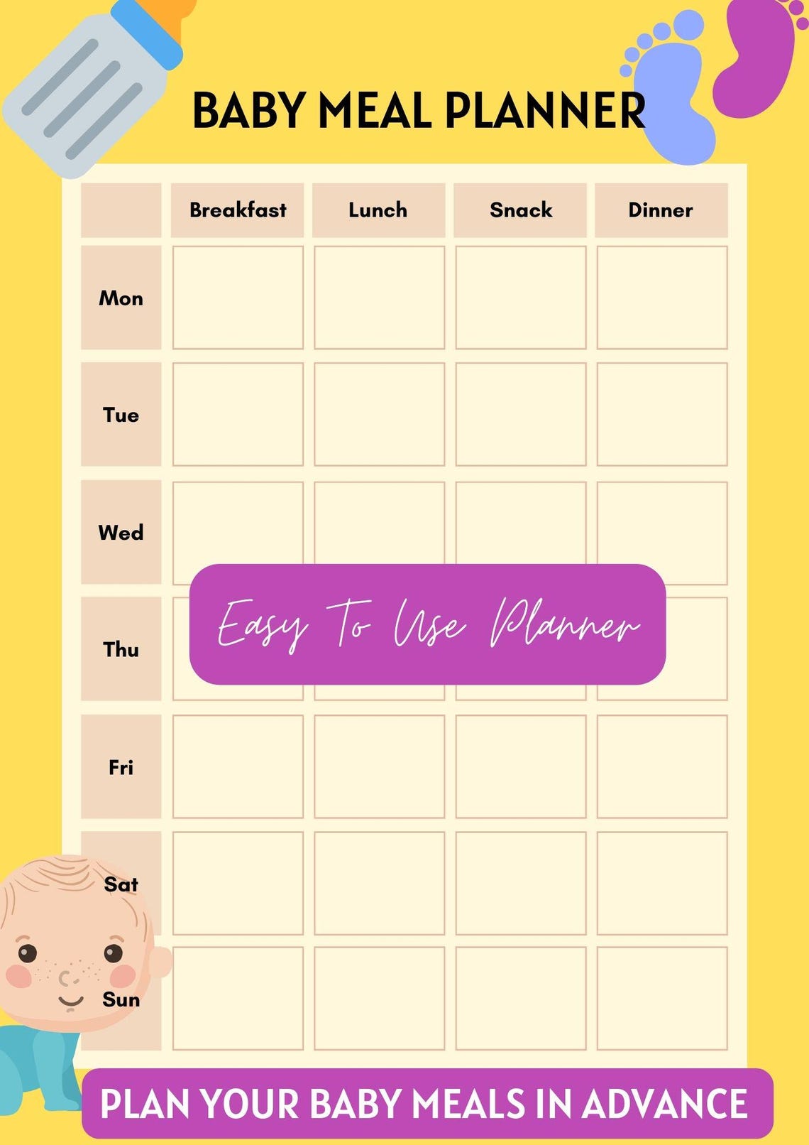 Baby Meal Planner Printable, Baby Led Weaning Planner, Baby Food ...