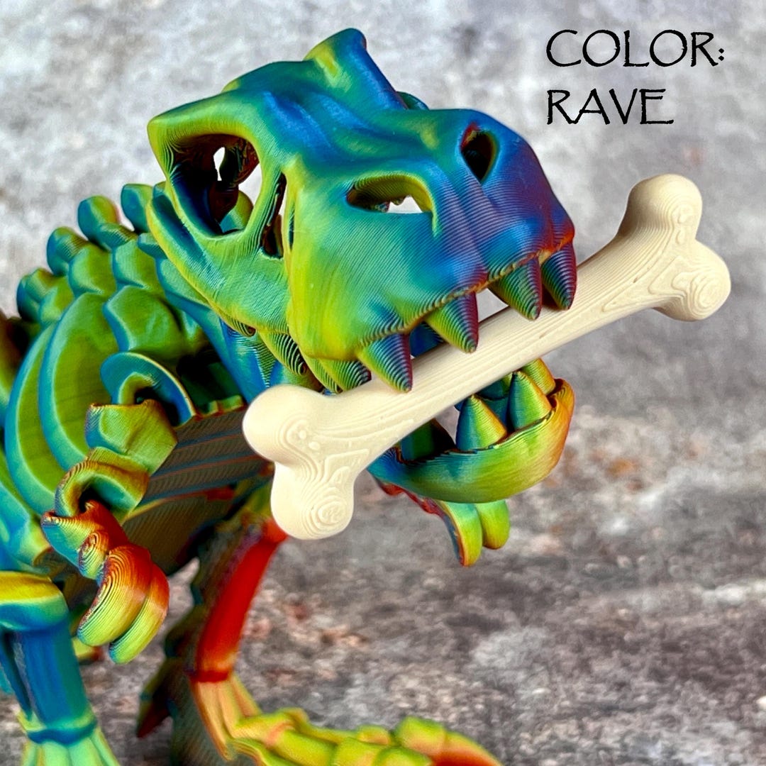 3D Printed Articulating T-rex Skeleton: Desk Fidget Toy With Bone - Etsy