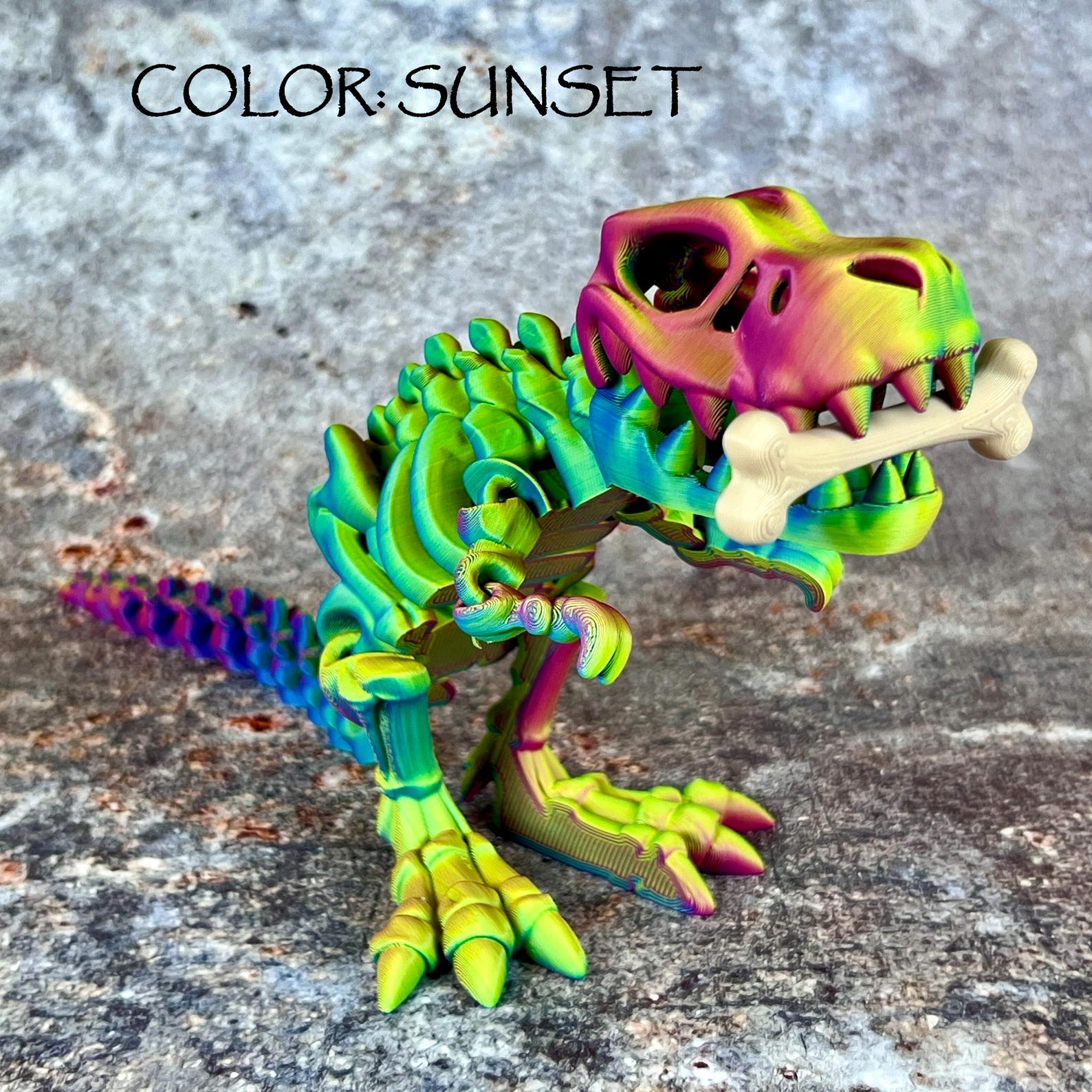 3D Printed Articulating T-rex Skeleton: Desk Fidget Toy With Bone - Etsy