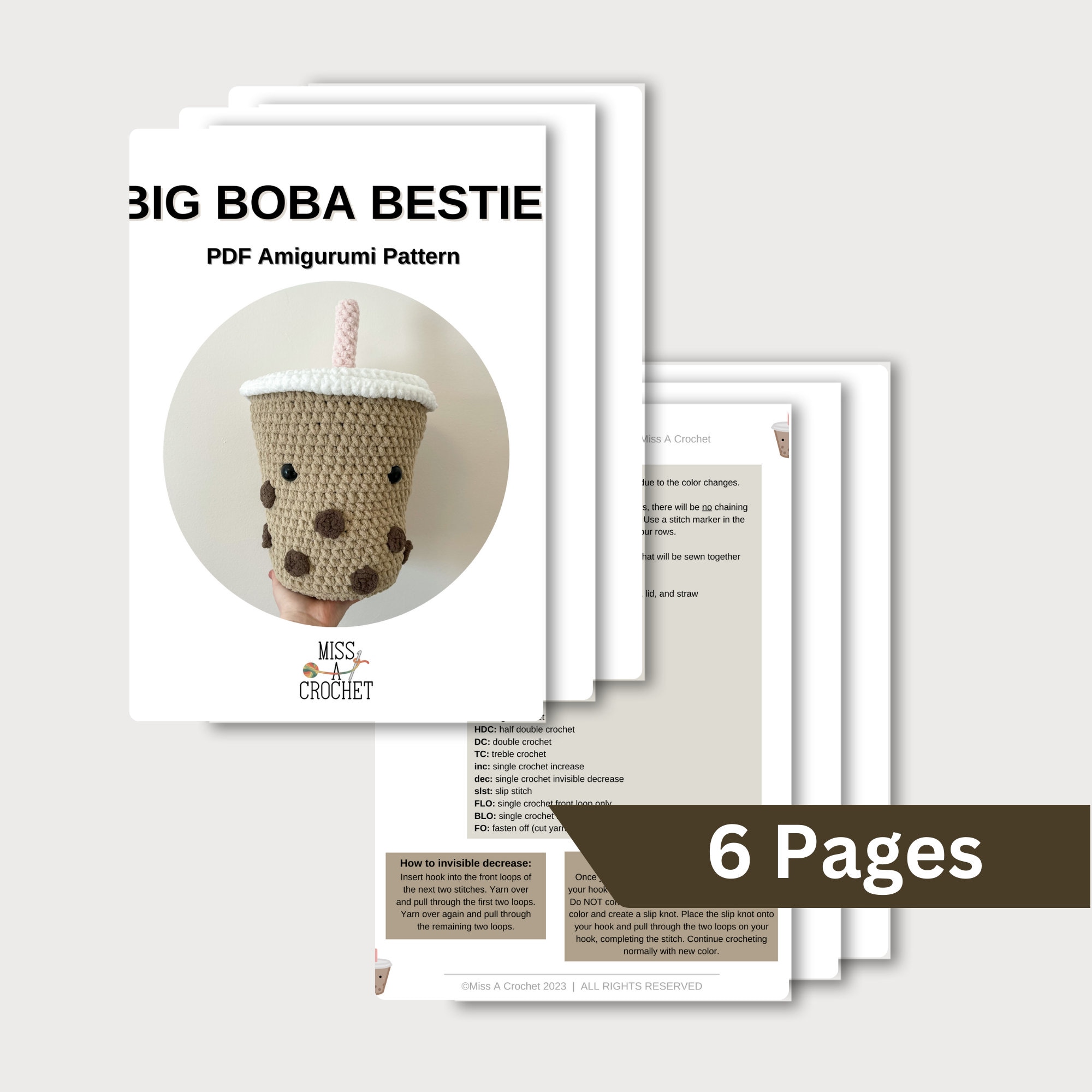 PATTERN Big Boba Bestie Crochet Pattern, Amigurumi Crochet Boba Pattern ...