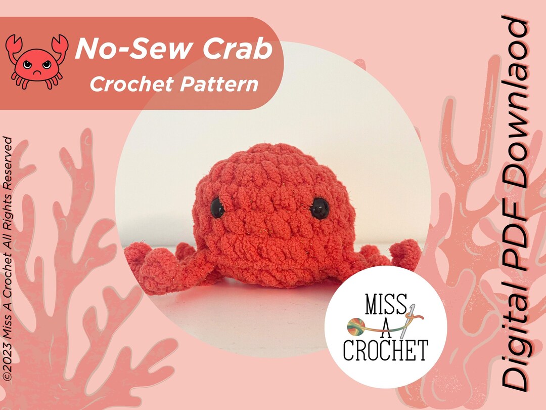 No-sew Crab Crochet PATTERN: Beginner Friendly Ocean Animal (digital ...