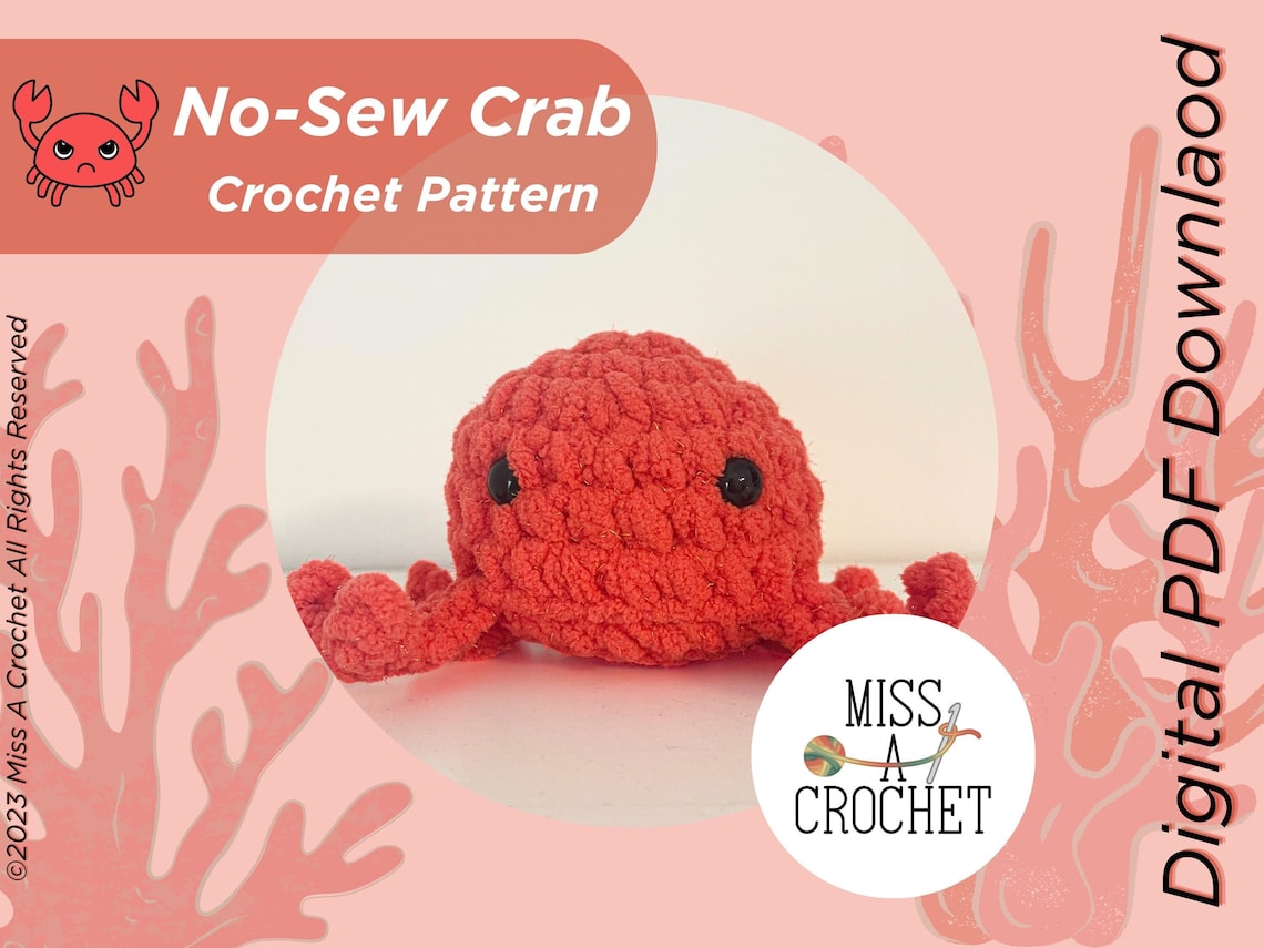 No-sew Crab Crochet PATTERN: Beginner Friendly Ocean Animal (digital ...