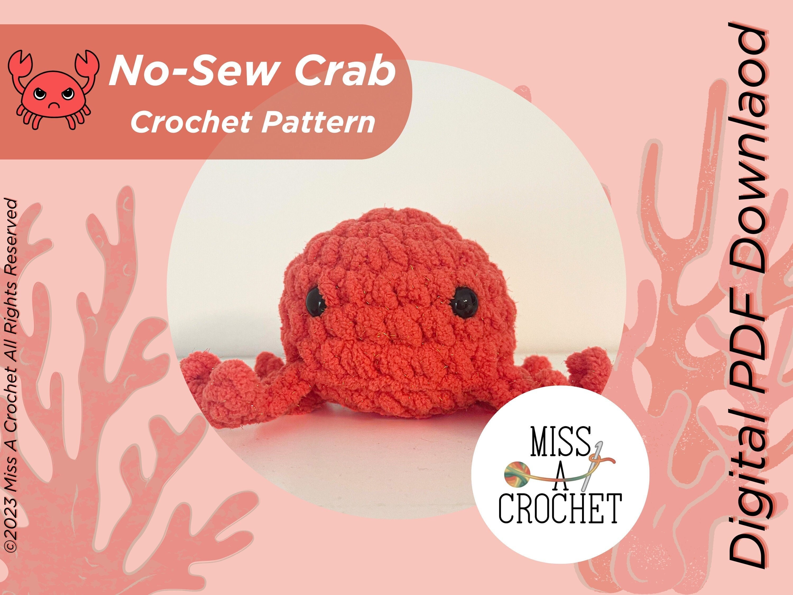 NO-SEW PATTERN Just a Little Crabby Crochet, Pdf Digital Crochet ...