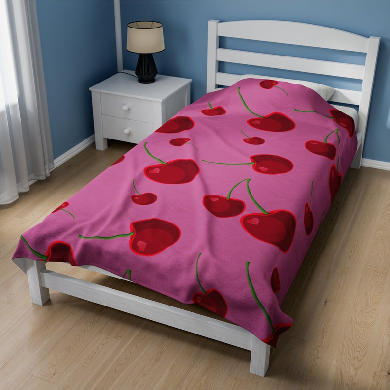 Cherry Blanket, Cherry Blanket, Cottagecore Blanket, Summer Throw ...