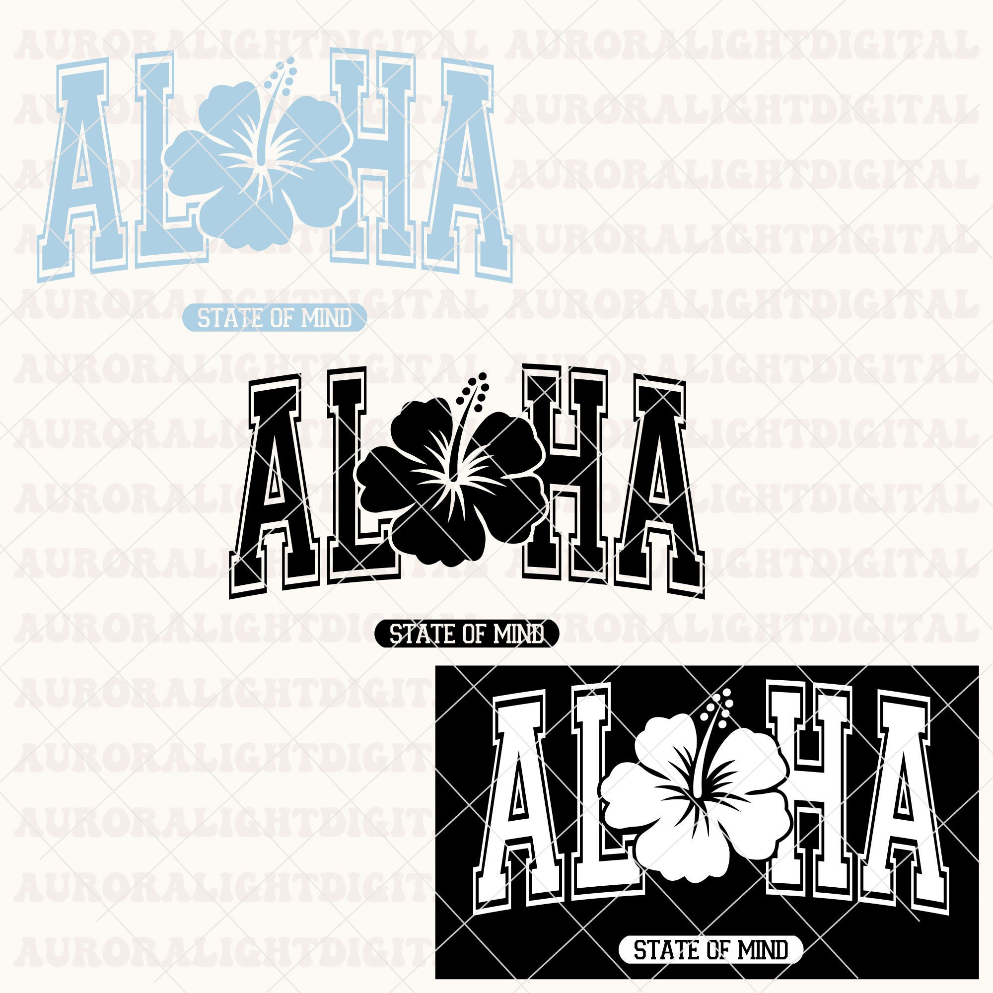 Aloha State of Mind Svg Png, Varsity Aloha Svg Png, Hawaii Svg Png ...