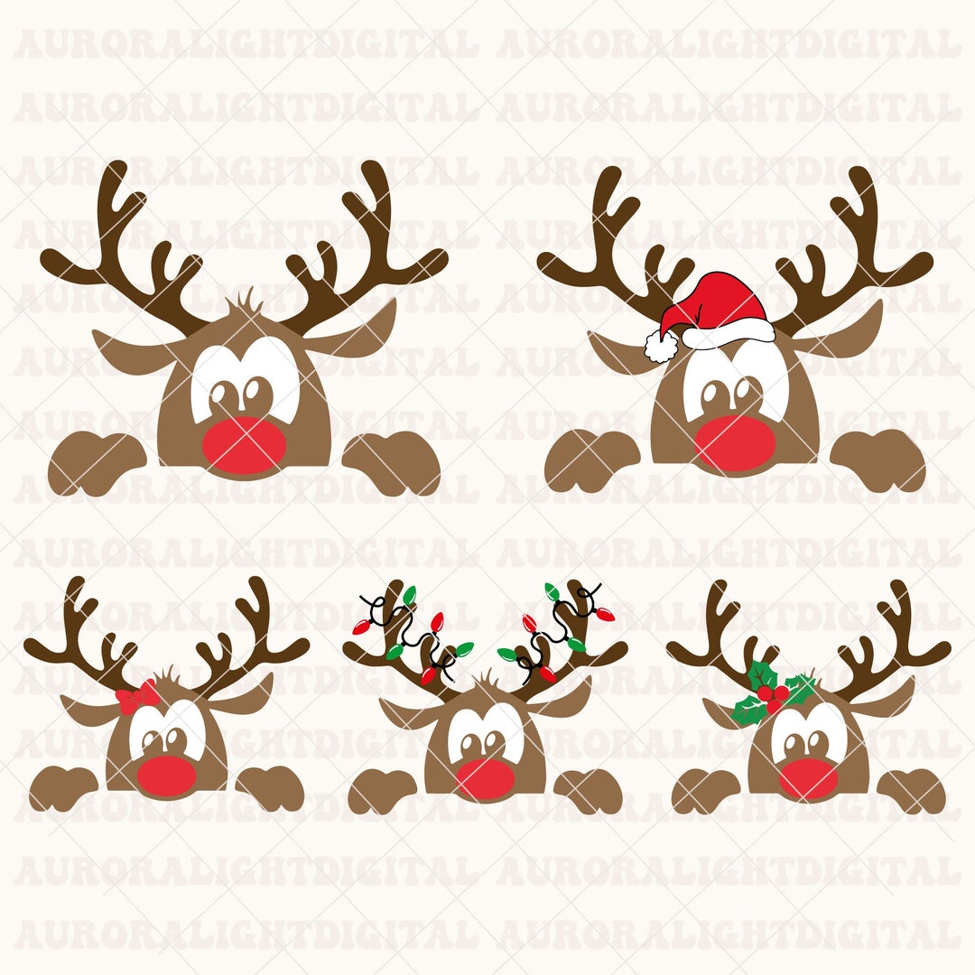 Reindeer SVG - Christmas SVG - Reindeer Face SVG - Cute Reindeer Red ...
