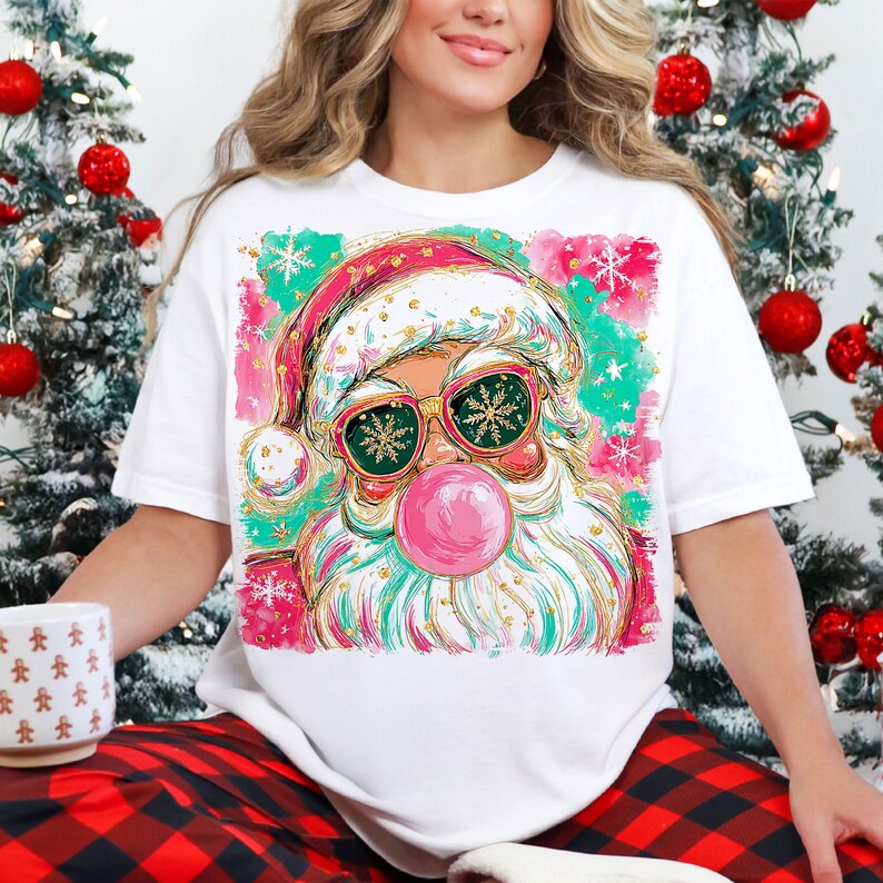Glitter Preppy Santa Clause Png, Coquette Christmas Png Design, Santa ...
