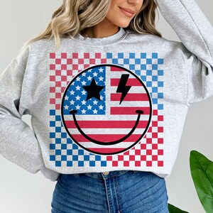 Retro America Smiley Face Svg, 4th of July Svg, American Flag Svg, USA ...