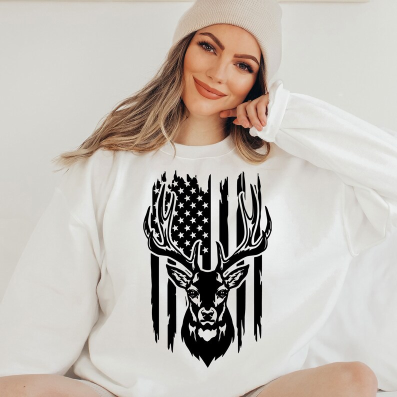 Hunting SVG, Deer SVG, Distressed Flag Svg, Forest SVG, Deer Scene Svg for Shirt, Cricut ...