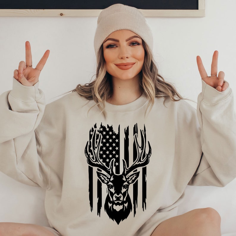 Hunting SVG, Deer SVG, Distressed Flag Svg, Forest SVG, Deer Scene Svg for Shirt, Cricut ...