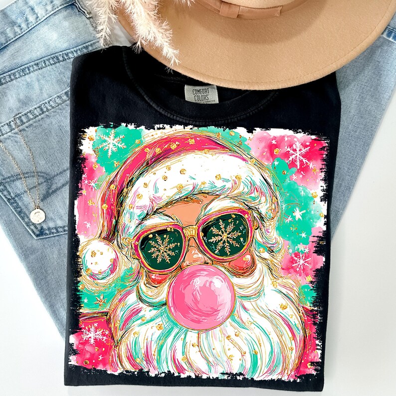 Glitter Preppy Santa Clause Png, Coquette Christmas Png Design, Santa ...