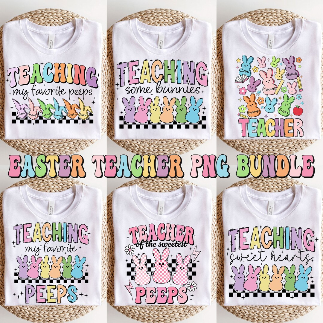 Retro Easter Teacher PNG Bundle, Teacher Png, Easter Png, Easter Bunny ...