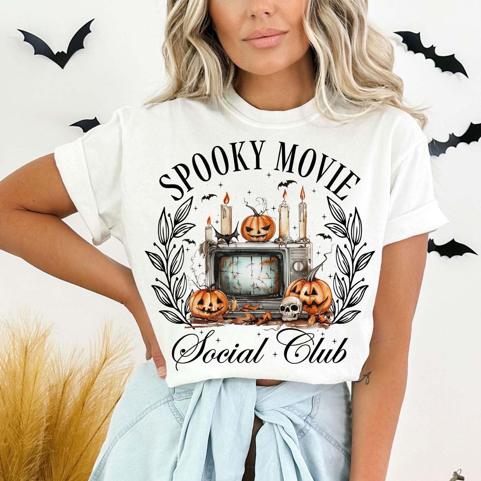 Spooky Movie Social Club Png, Retro Halloween Horror Png, Spooky Season ...