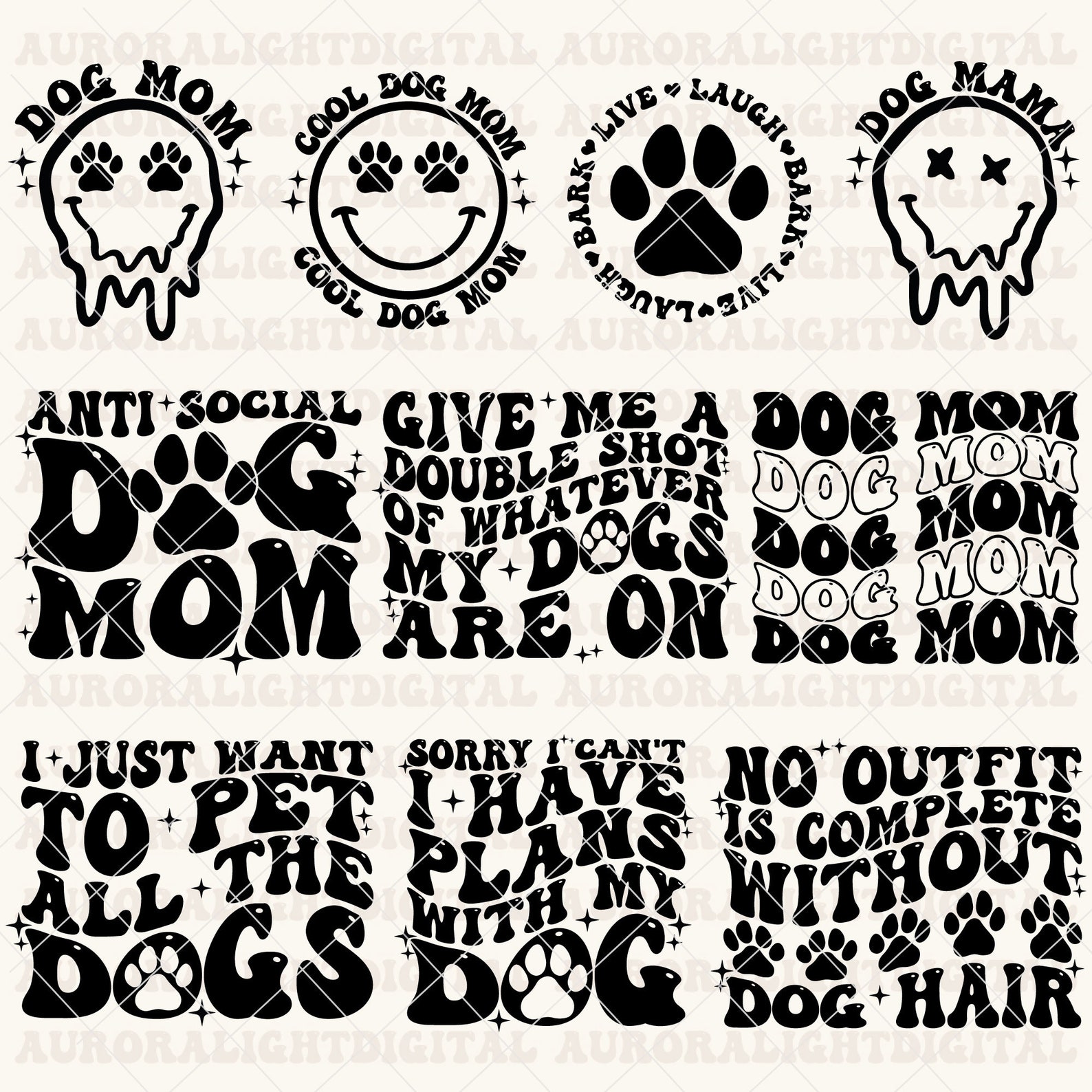 Dog Mom Svg Bundle, Dog Mama Svg Bundle, Retro Dog Mom Svg, Dog Quotes ...