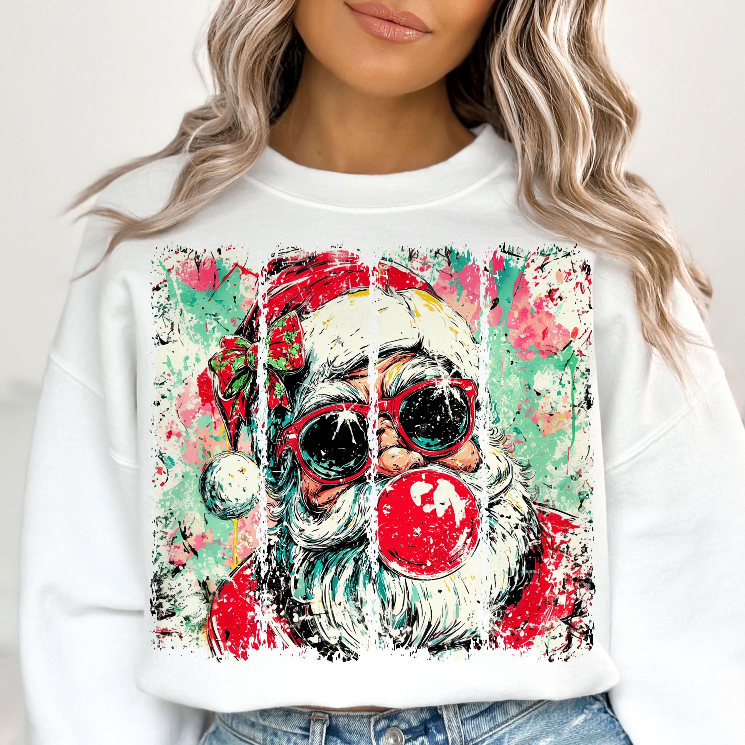 Preppy Santa Clause Png, Coquette Christmas Png Design, Glitter Santa ...