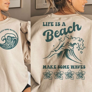 Life is a Beach Make Some Waves PNG SVG, Retro Summer Sublimation ...