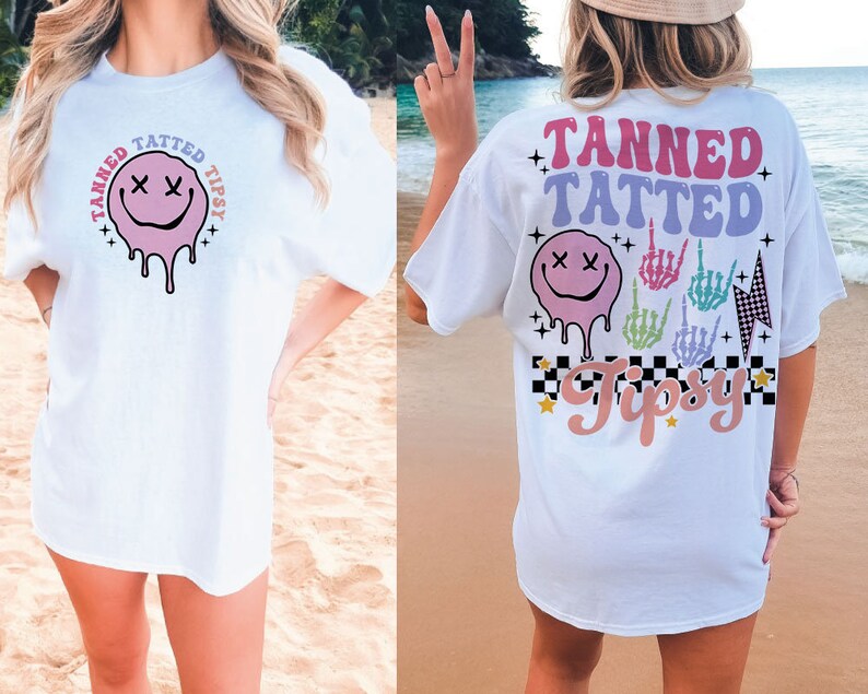Tanned Tatted and Tipsy Svg Summer Smiley Face Sublimation - Etsy