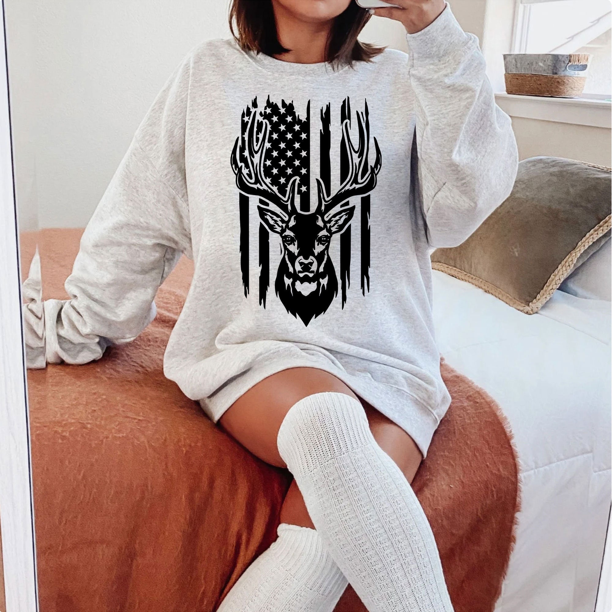 Hunting SVG, Deer SVG, Distressed Flag Svg, Forest SVG, Deer Scene Svg for Shirt, Cricut ...