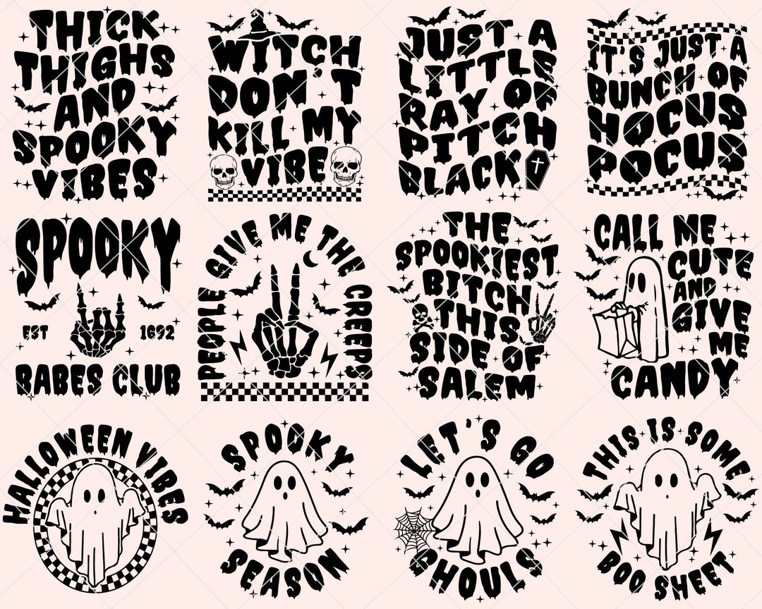 Retro Halloween SVG Bundle, Halloween SVG, Groovy Halloween Sublimation ...
