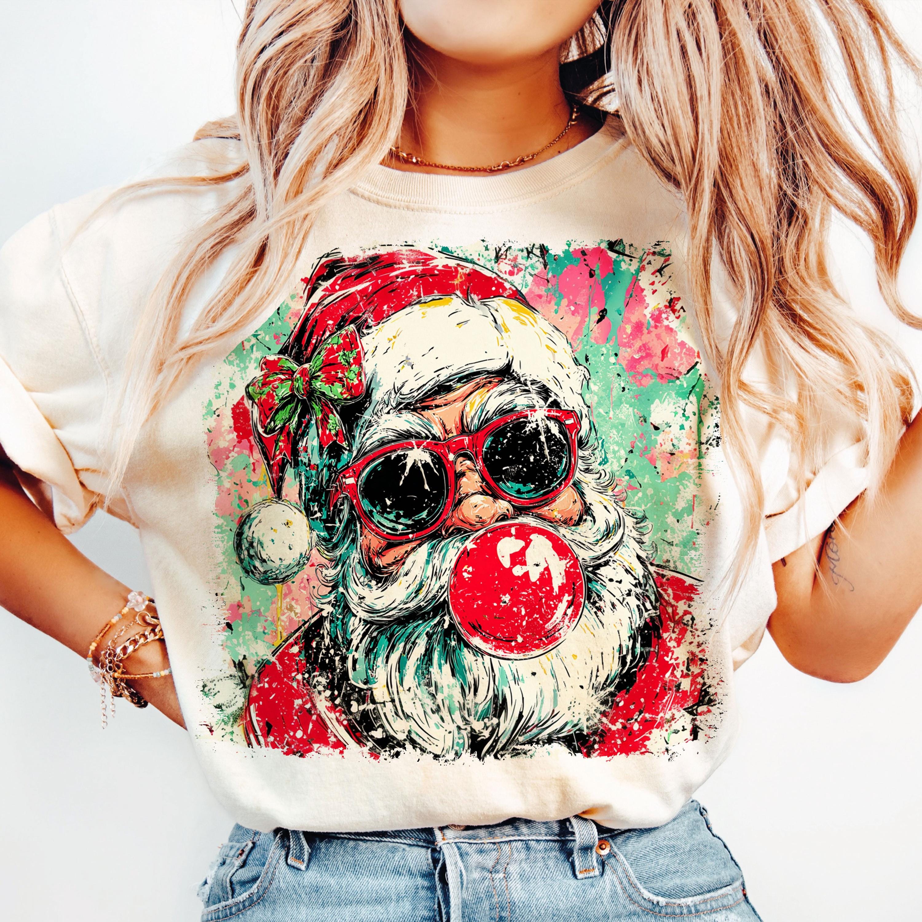 Preppy Santa Clause Png, Coquette Christmas Png Design, Glitter Santa ...
