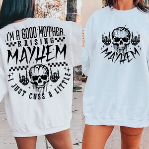 Raising Mayhem SVG PNG, Snarky Sassy Mom Skeleton Design, Motherhood ...