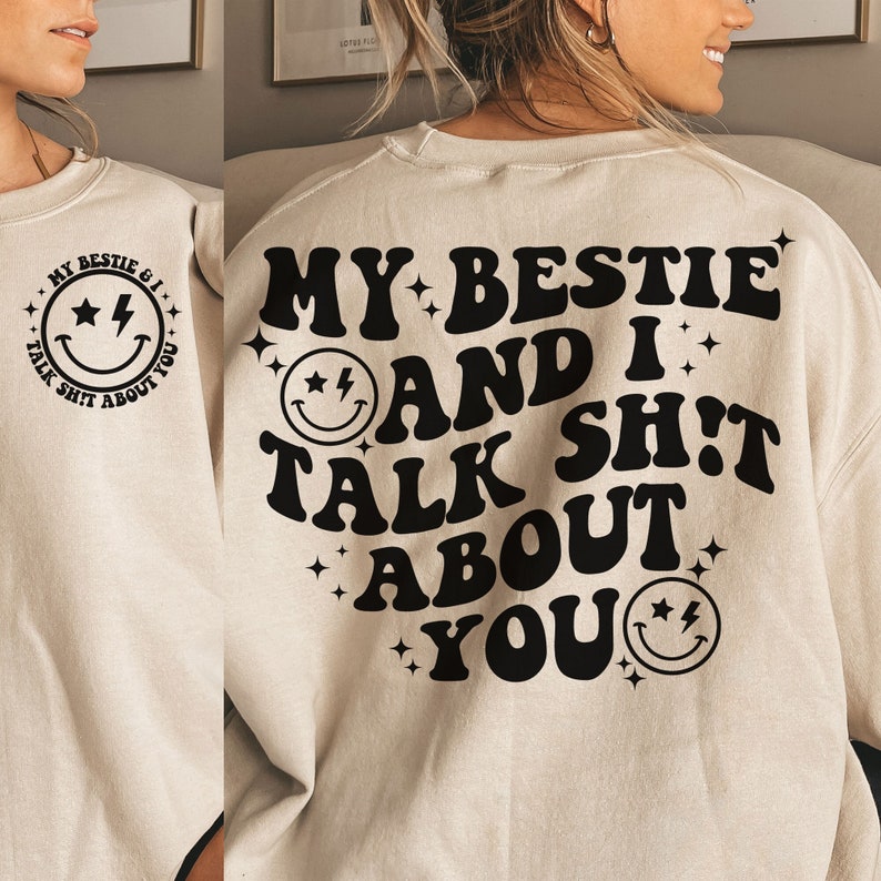 My Bestie and I Talk Shit About You SVG & PNG | Pocket Included | Wavy ...