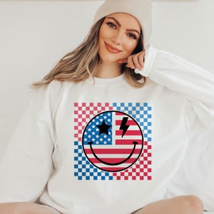 Retro America Smiley Face Svg, 4th of July Svg, American Flag Svg, USA ...