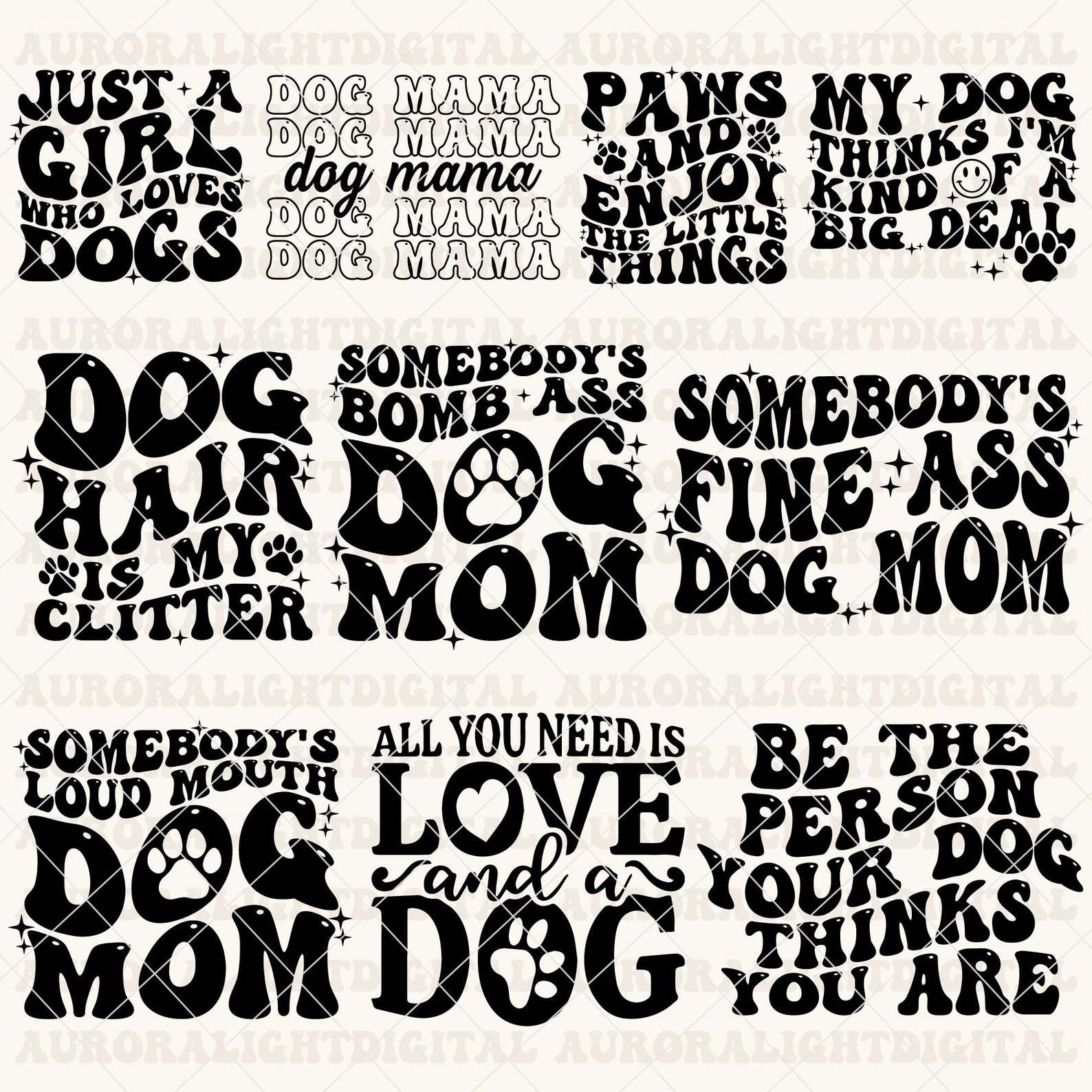 Dog Mom Svg Bundle, Dog Mama Svg Bundle, Retro Dog Mom Svg, Dog Quotes ...