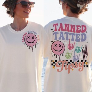 Tanned Tatted and Tipsy Svg, Summer Smiley Face Sublimation Design, Tan ...
