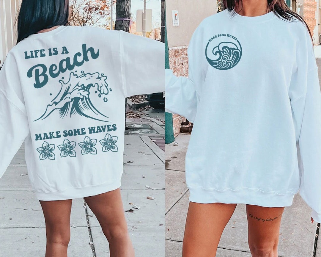 Life is a Beach Make Some Waves PNG SVG, Retro Summer Sublimation ...