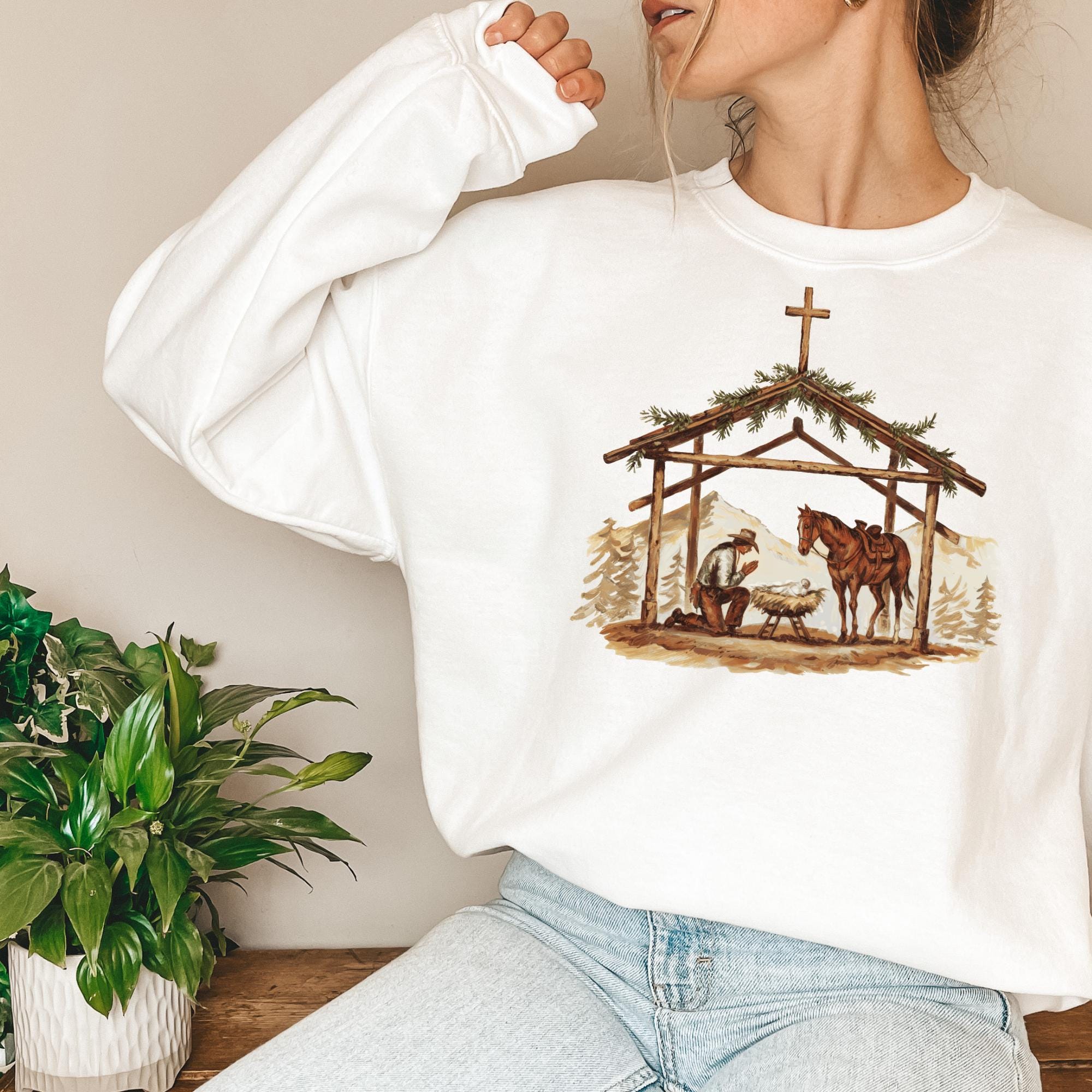 Praying Cowboy Nativity Scene: Western Christmas PNG (digital Download ...