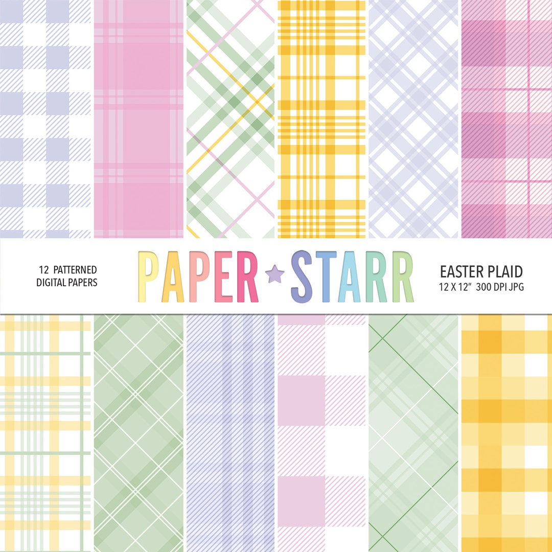 Easter Digital Paper, Plaid Digital Paper, Easter Plaid Pattern, Easter ...