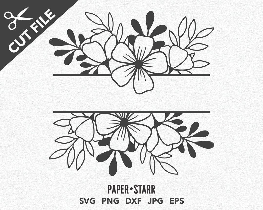 Split Floral Monogram SVG File, Floral Monogram Clip Art, Floral ...