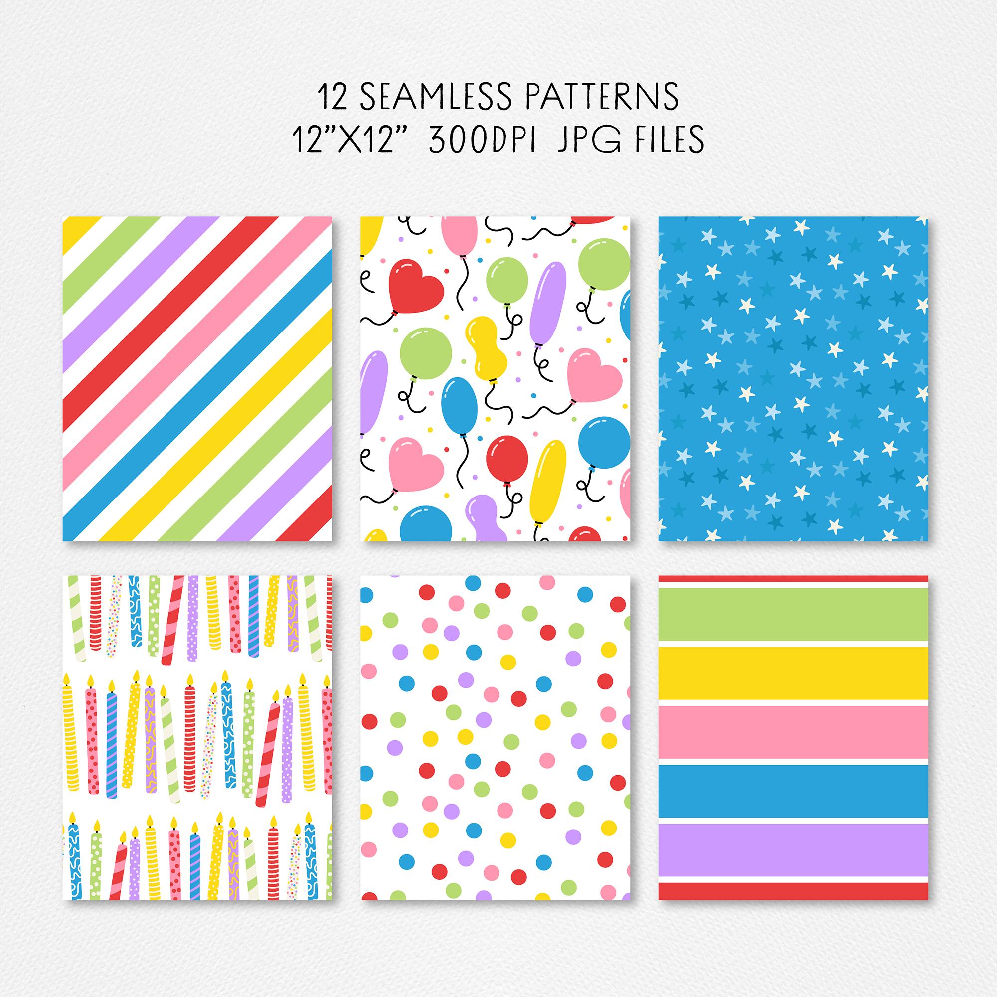 Birthday Digital Paper and Birthday Clipart Set, Party Invitation ...