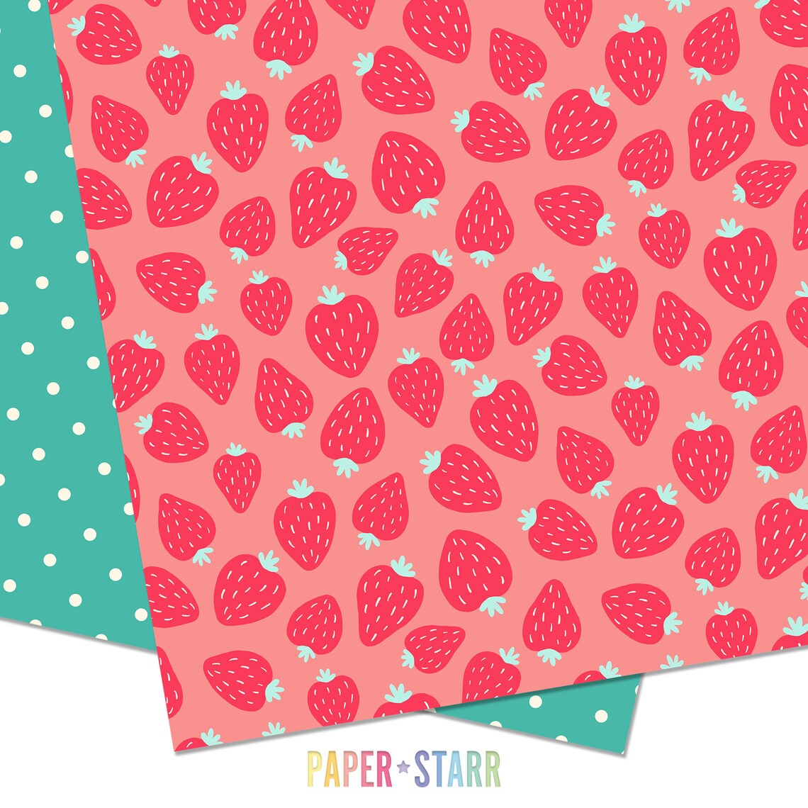 Summer Digital Paper, Strawberry Digital Paper, Summer Floral Patterns ...
