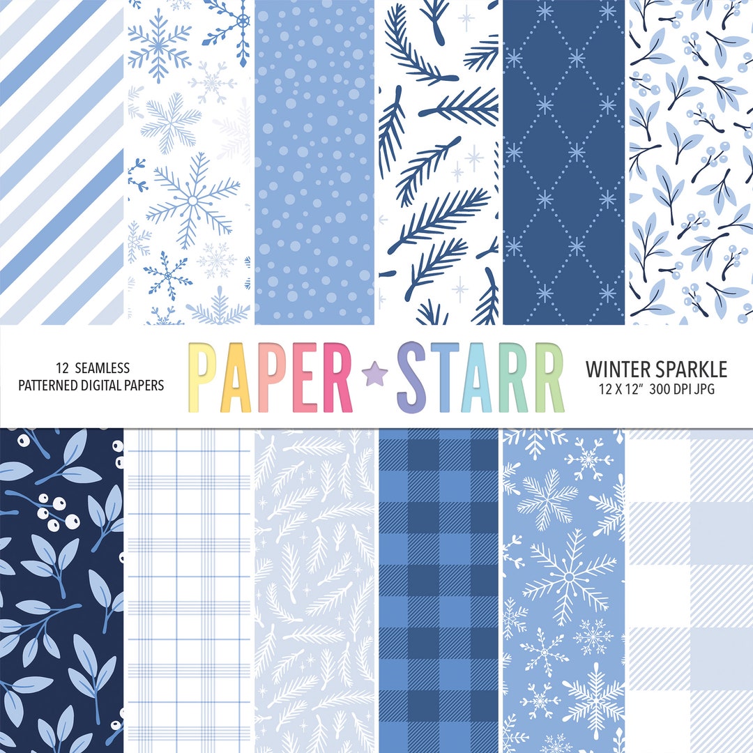 Winter Digital Paper, Christmas Digital Paper, Winter Floral Patterns ...