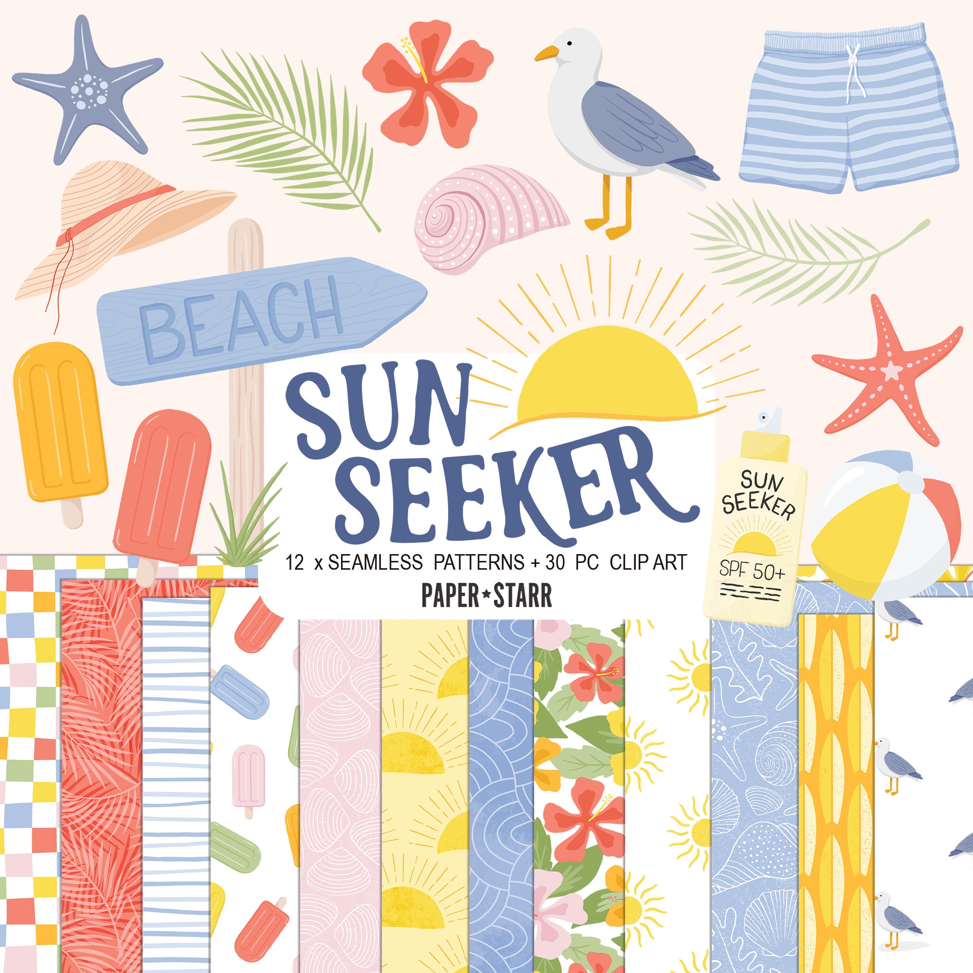 Summer Digital Paper Summer Clipart Beach Digital Paper - Etsy