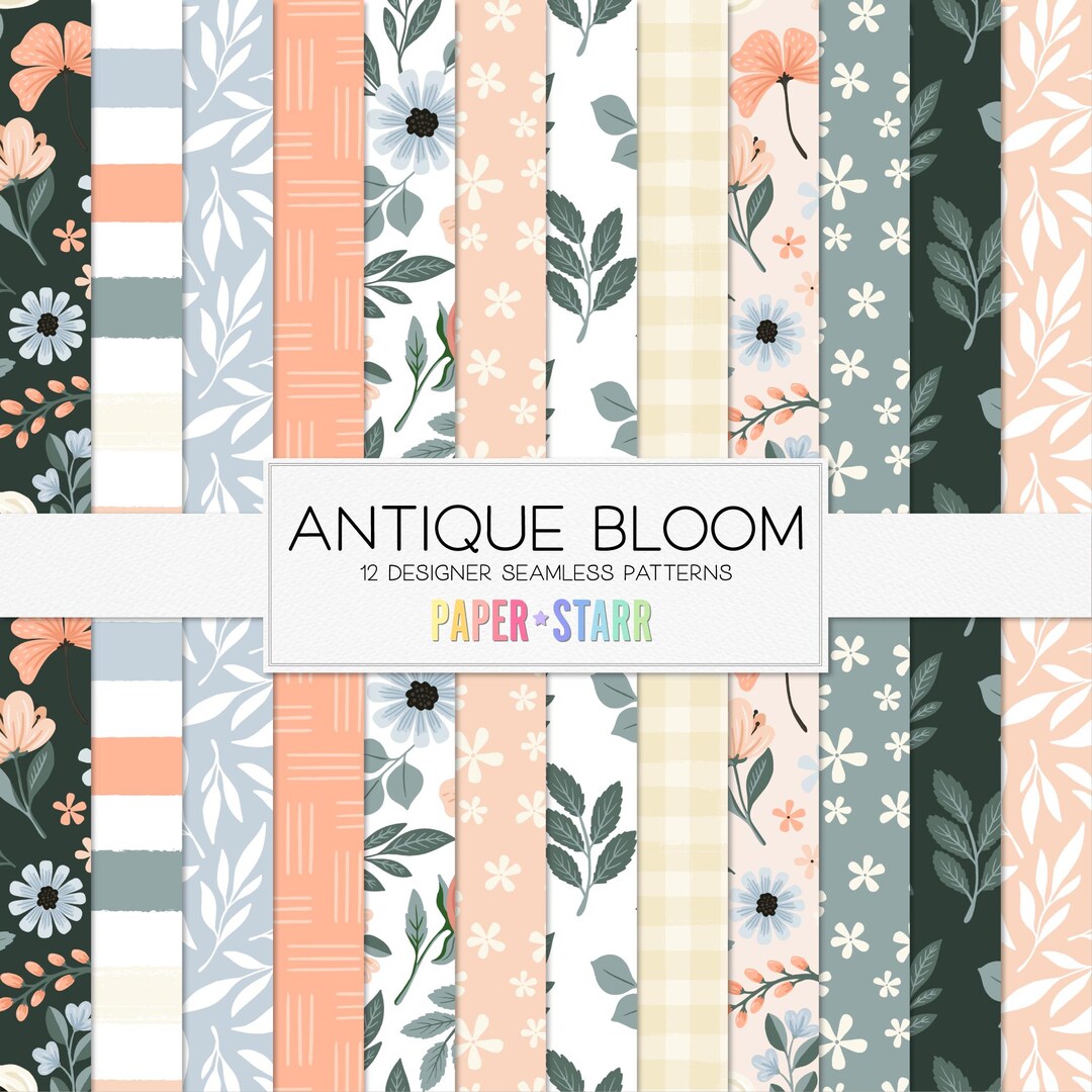 Floral Digital Paper, Spring Digital Paper, Vintage Digital Paper ...