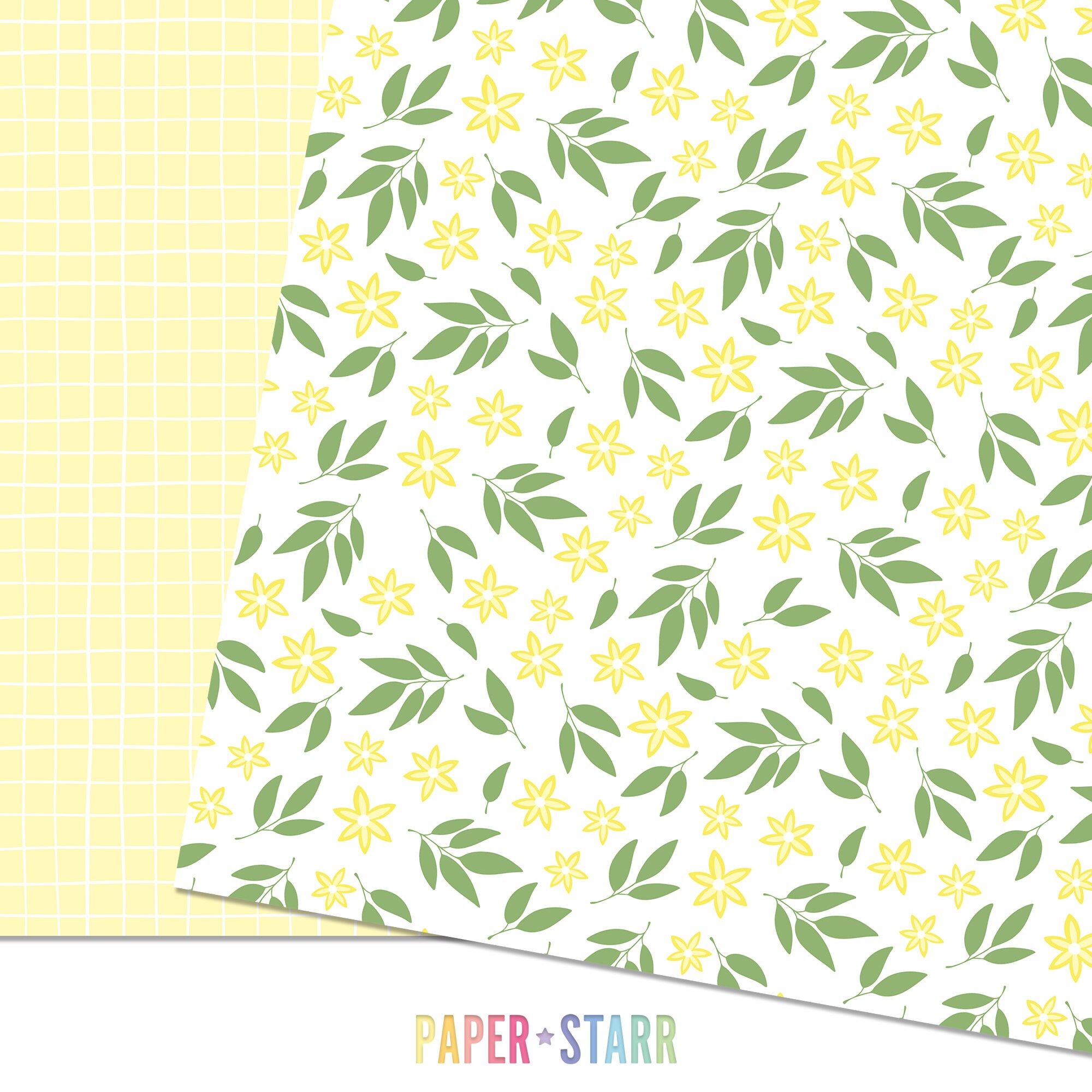 Summer Digital Paper Lemon Digital Paper Summer Floral - Etsy