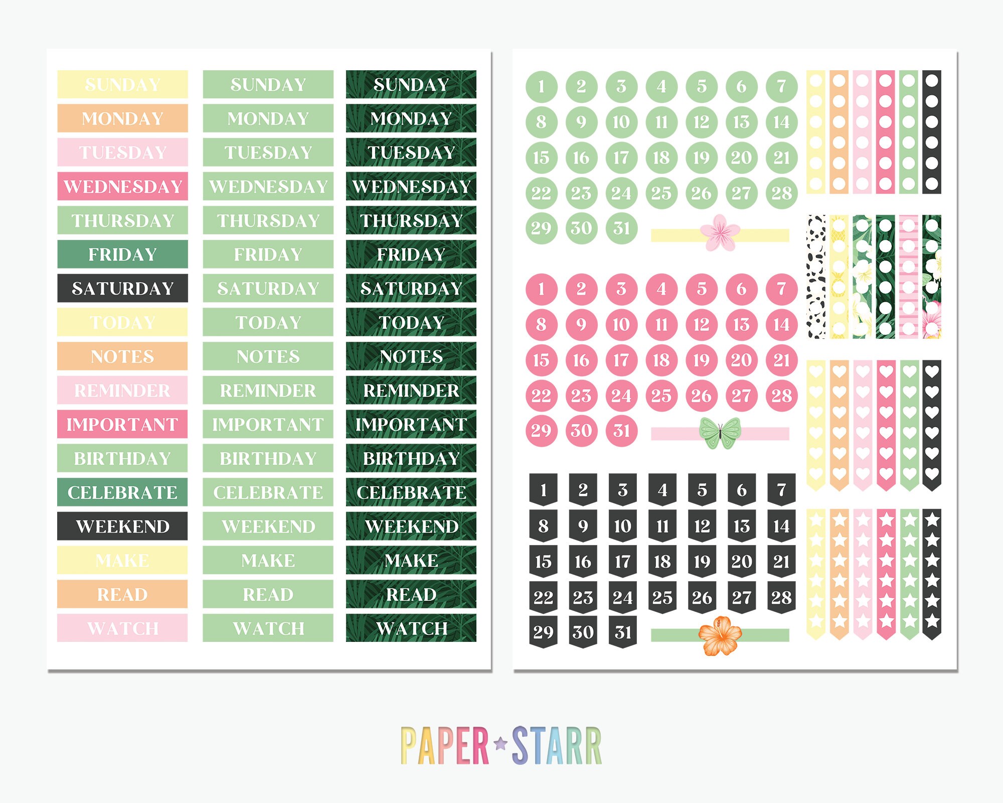 500 Summer Tropical Digital Planner Stickers for Goodnotes & Other ...