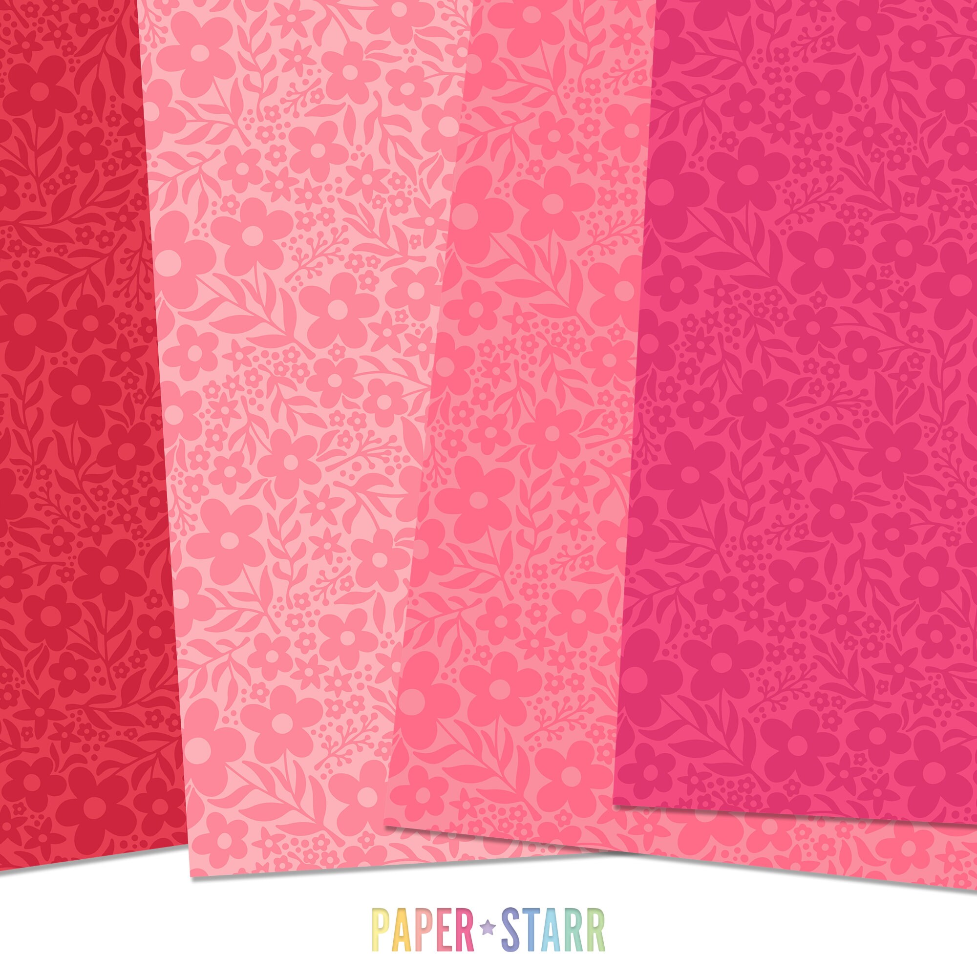 Rainbow Digital Paper, Floral Digital Paper, Rainbow Flower Pattern ...