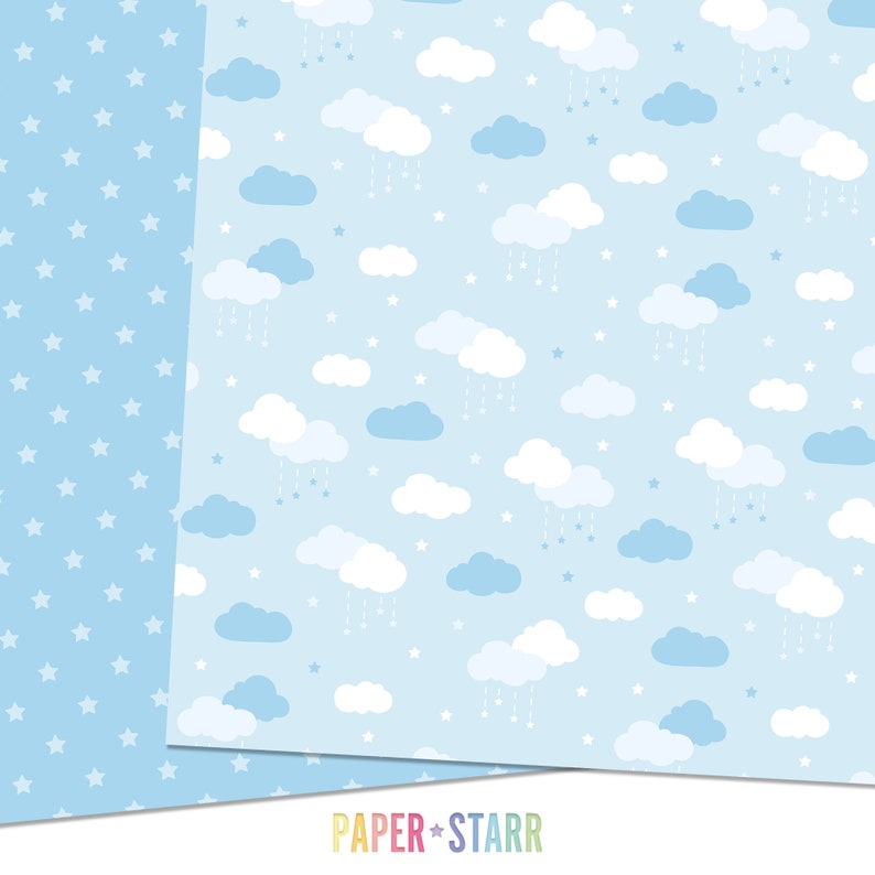Baby Blue Digital Paper Pack, Boy Nursery Patterns (digital Download ...