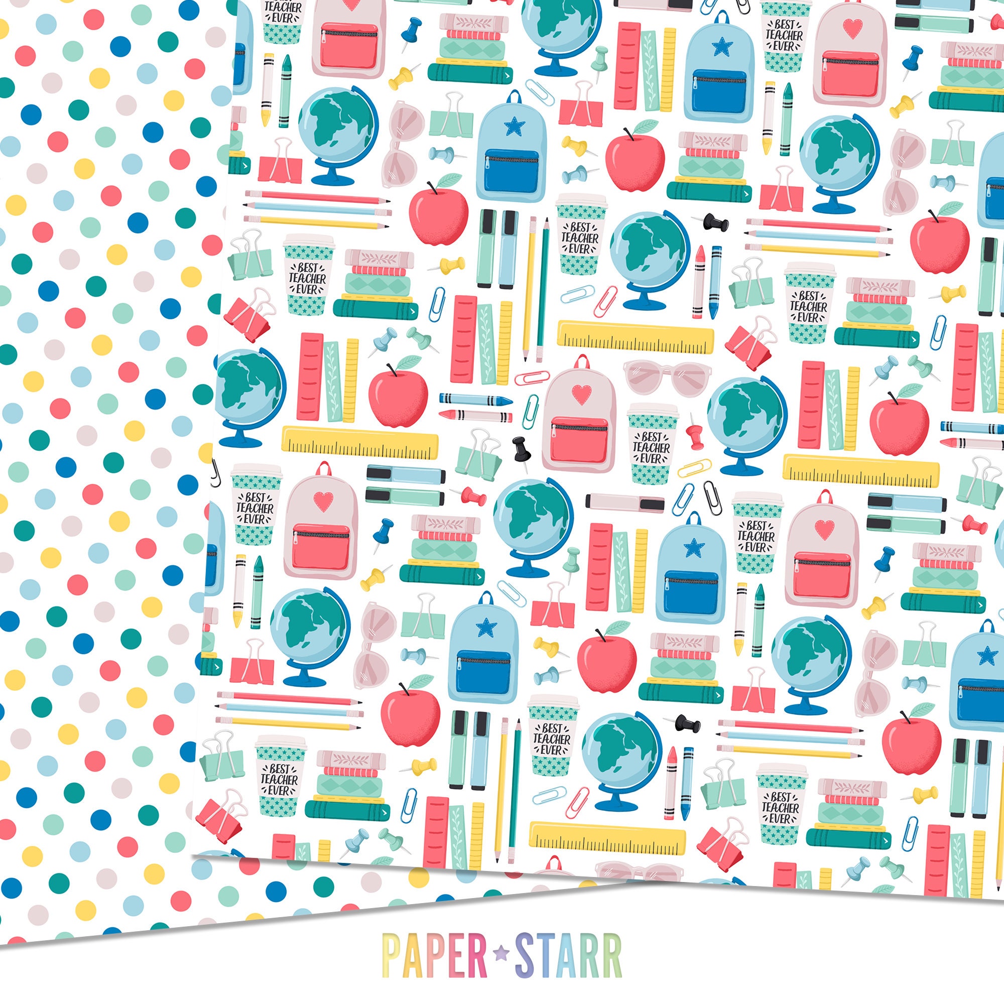 Back to School Digital Paper, Classroom Backgrounds, Teacher Patterns ...