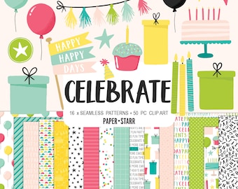 Birthday Digital Paper, Party Digital Paper, Birthday Card Making Paper ...