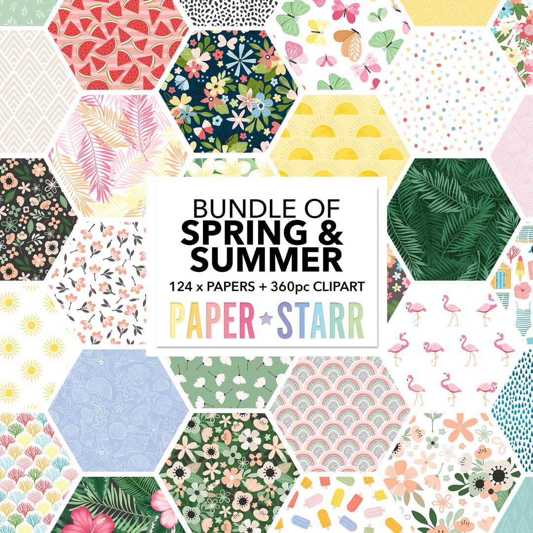 Spring Digital Paper, Summer Digital Paper, Spring Floral Clipart ...