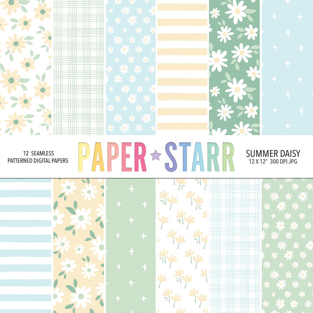 Summer Digital Paper, Daisy Digital Paper, Summer Floral Patterns ...