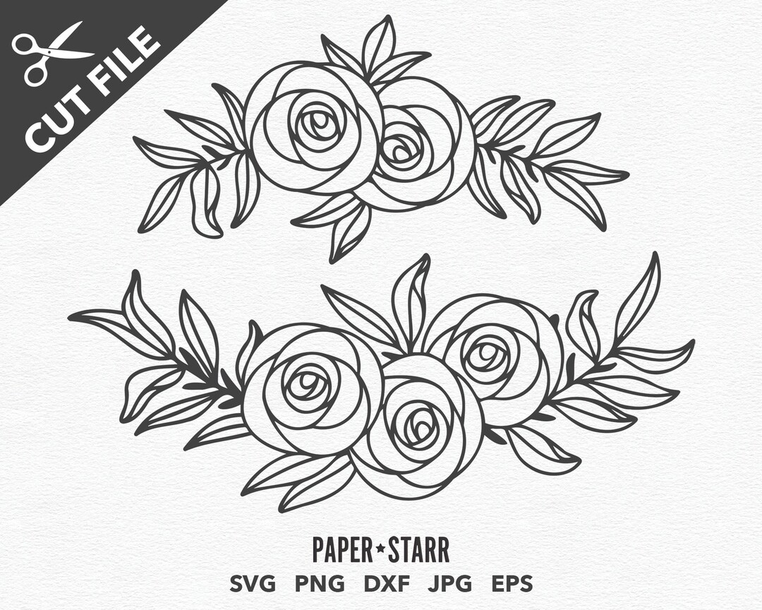 Floral Rose SVG, Hand Drawn Rose PNG, Floral Border SVG, Rose Border ...